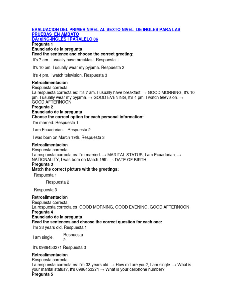 Todas Las Pruebas de Ingles Final | PDF