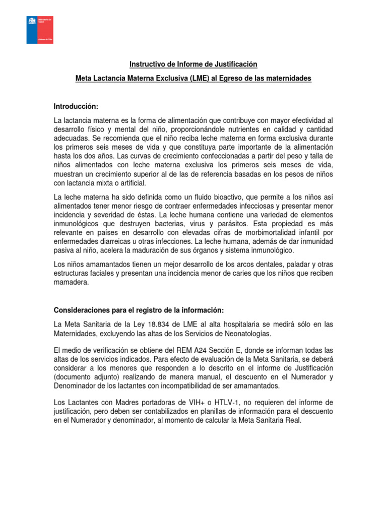 Anexo Ley 18834 Instructivo de Informe Justificación LME | PDF
