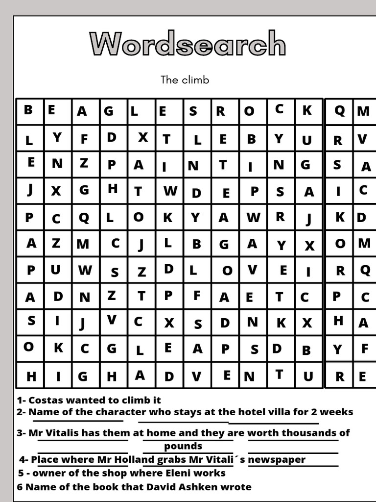 Wordsearch Puzzle: The Climb Theme | PDF