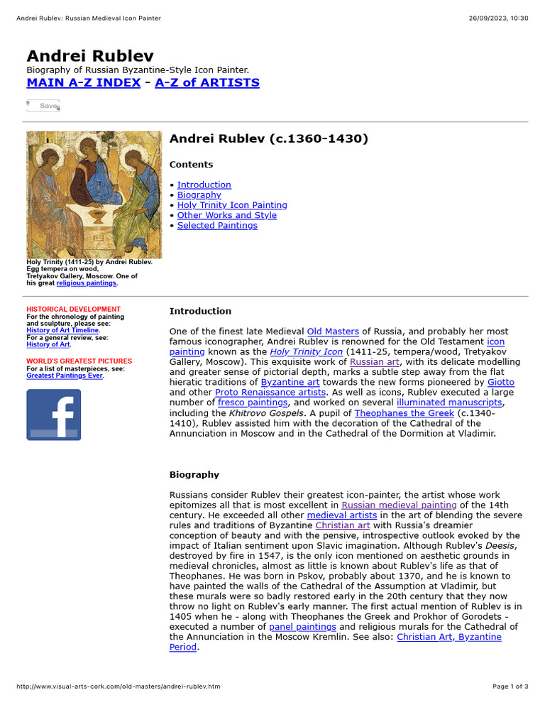 Andrei Rublev: Russian Medieval Icon Painter | PDF