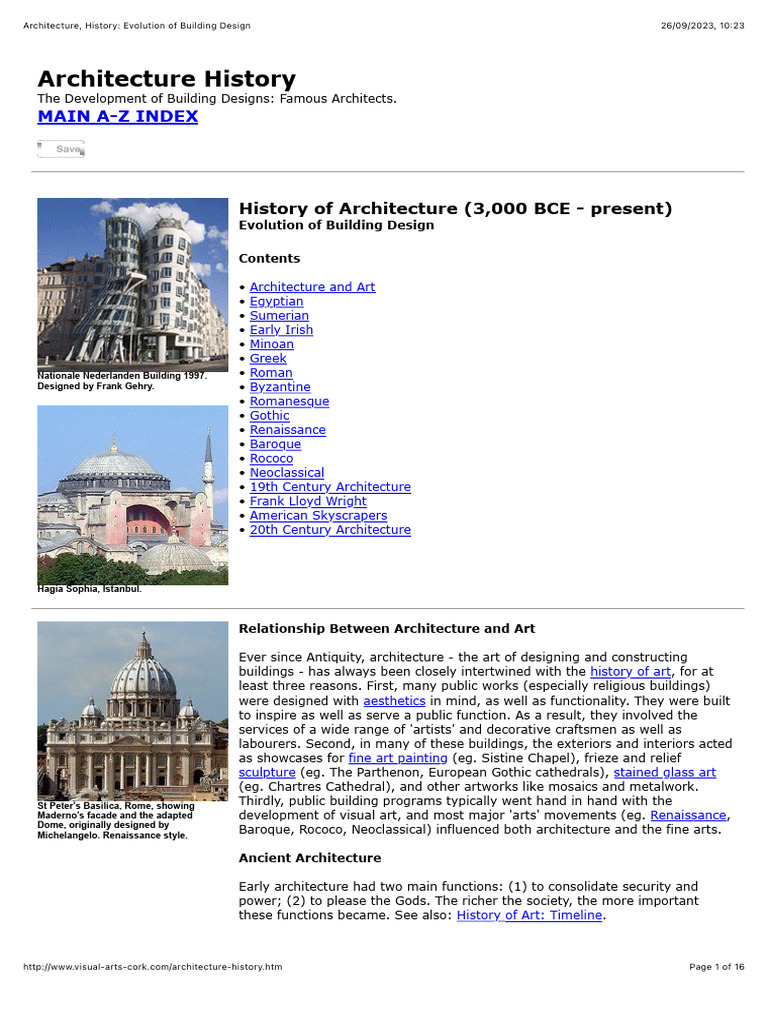 Architecture, History: Evolution of Building Design | PDF