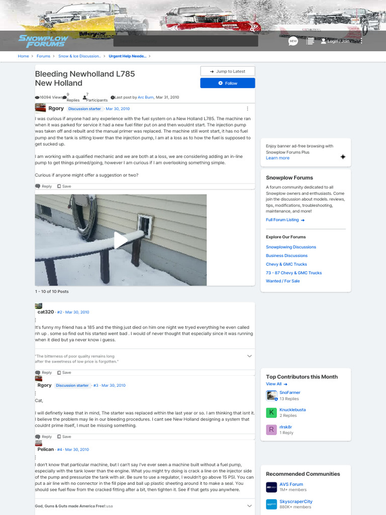 Bleeding Newholland l785 New Holland - Snowplow Forums | PDF