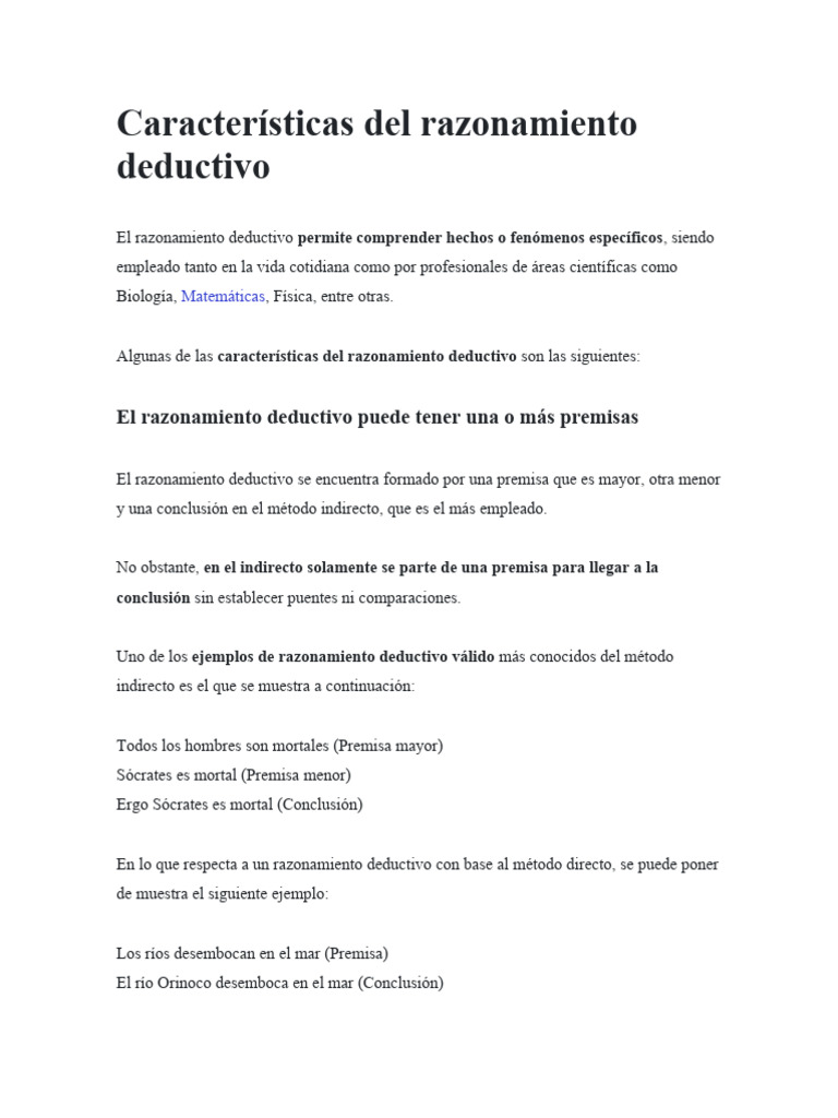 Características Del Razonamiento Deductivo | PDF