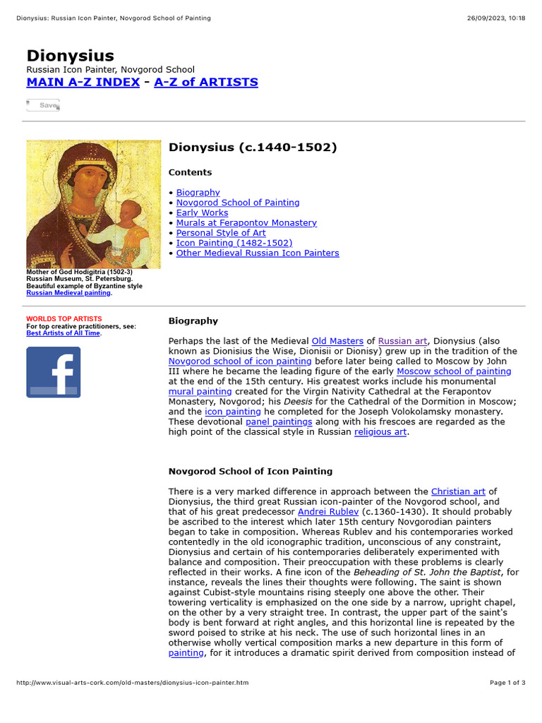 Dionysius: Russian Icon Painter, Novgorod School of Painting | PDF ...