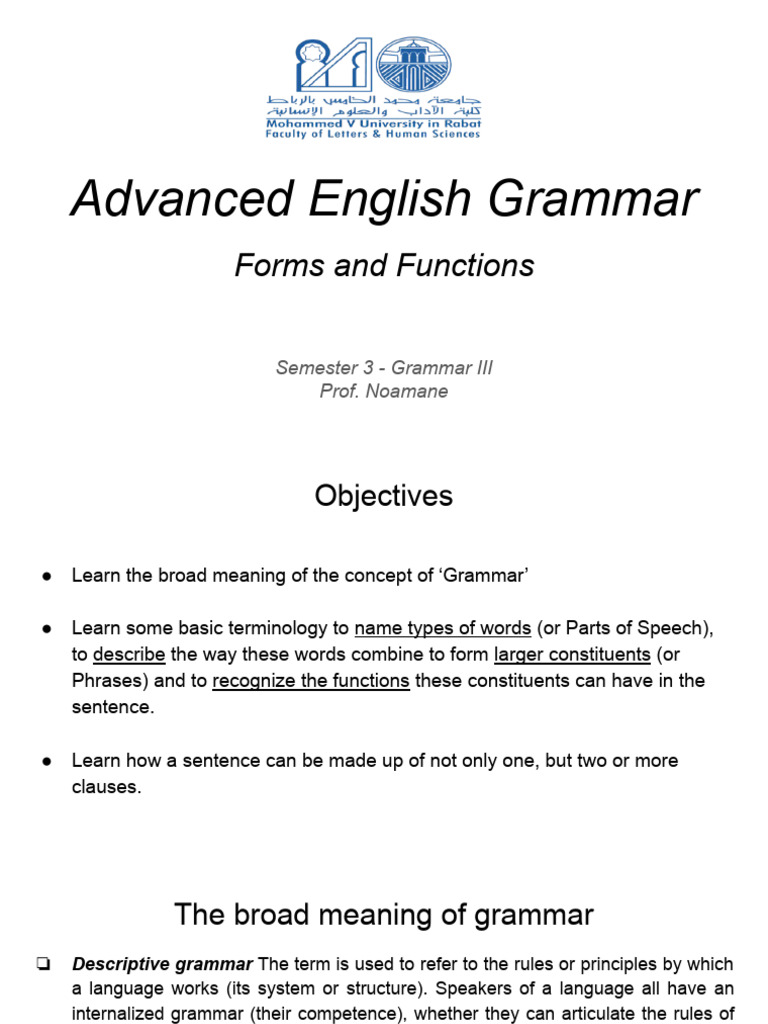 Grammar 3 - Forms and Functions | PDF