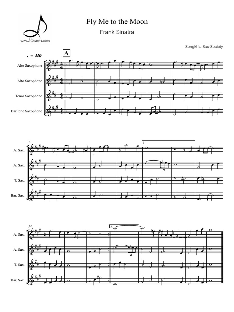 Fly Me To The Moon (Frank Sinatra) Sax Quartet | PDF