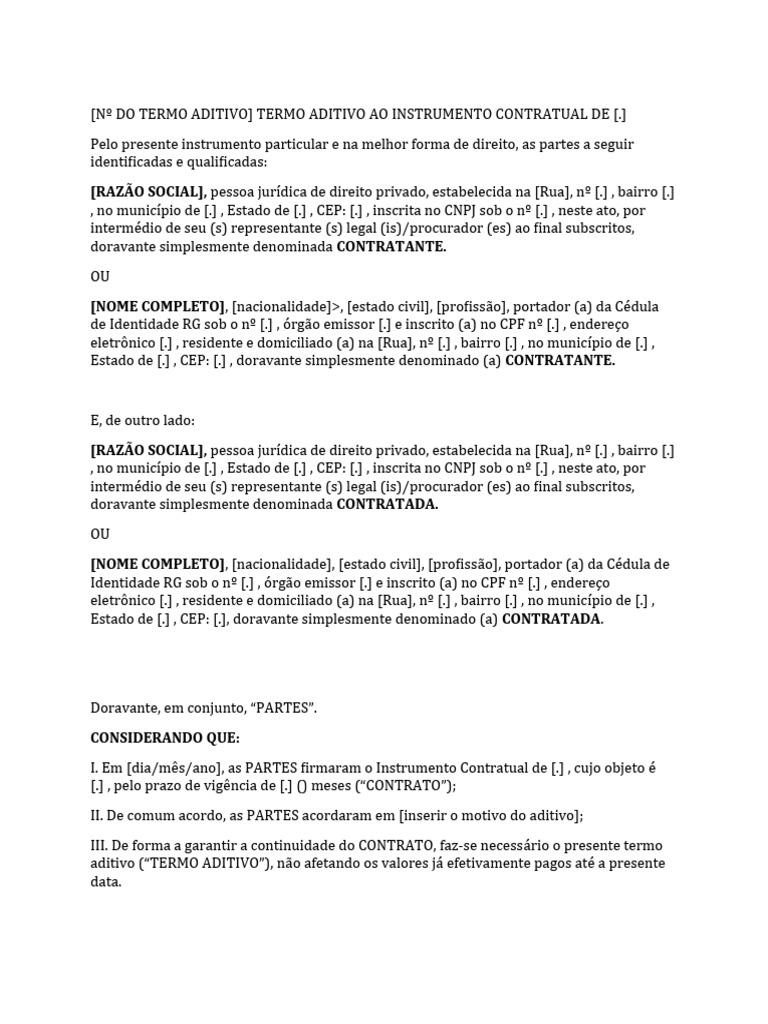 Modelo de Termo Aditivo Simples | PDF