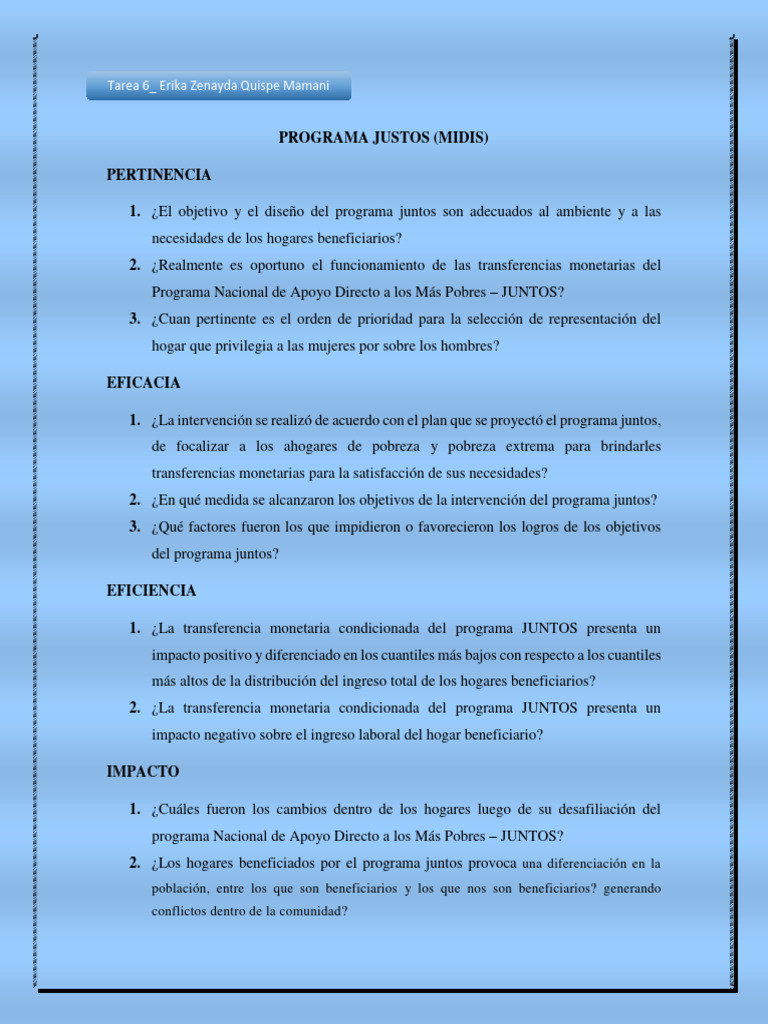 Criterios de Evalucion (Programa Juntos) | PDF