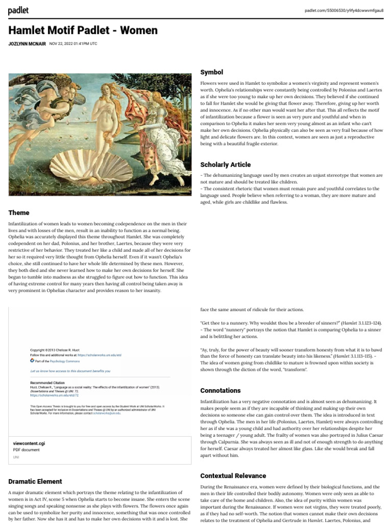 Infantilization of Women in Hamlet | PDF
