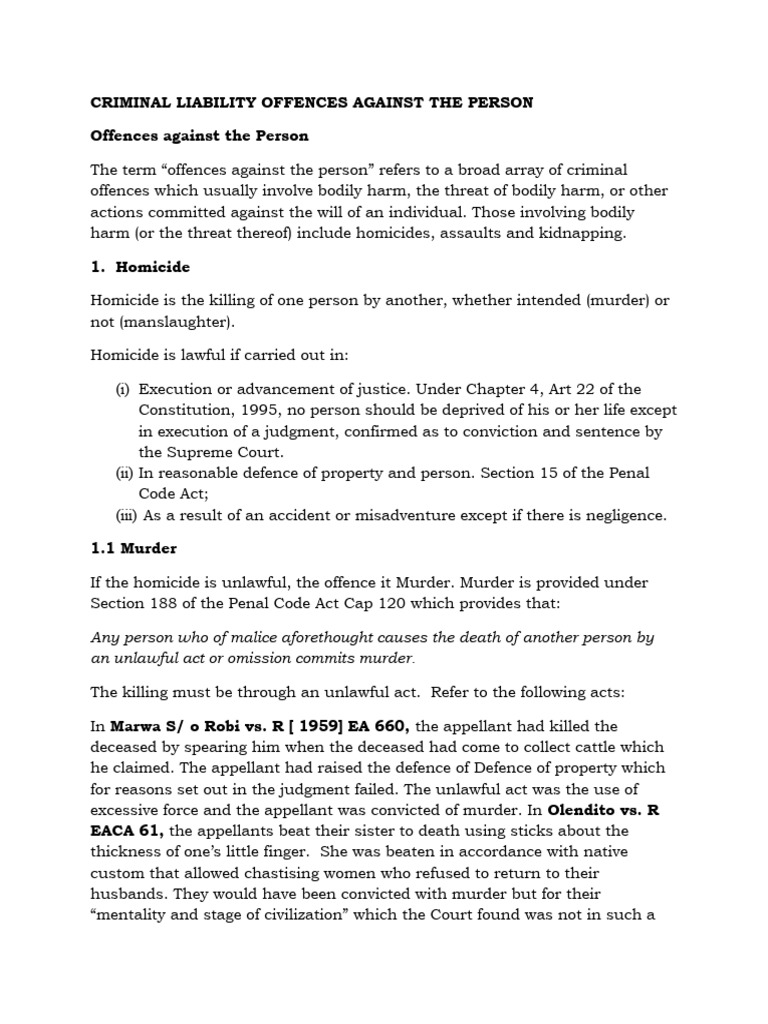 Offences Against The Person | PDF