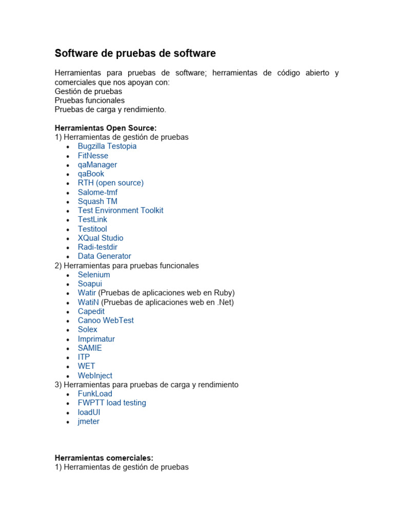 Software de Pruebas de Software | PDF