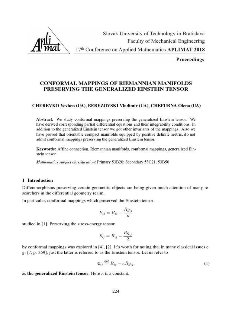 Conformal Mappings Of Riemannian Manifolds Pdf 
