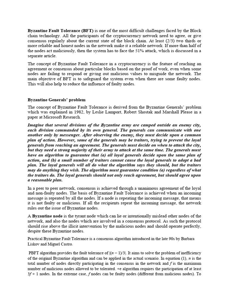 Practical Byzantine Fault Tolerance | PDF