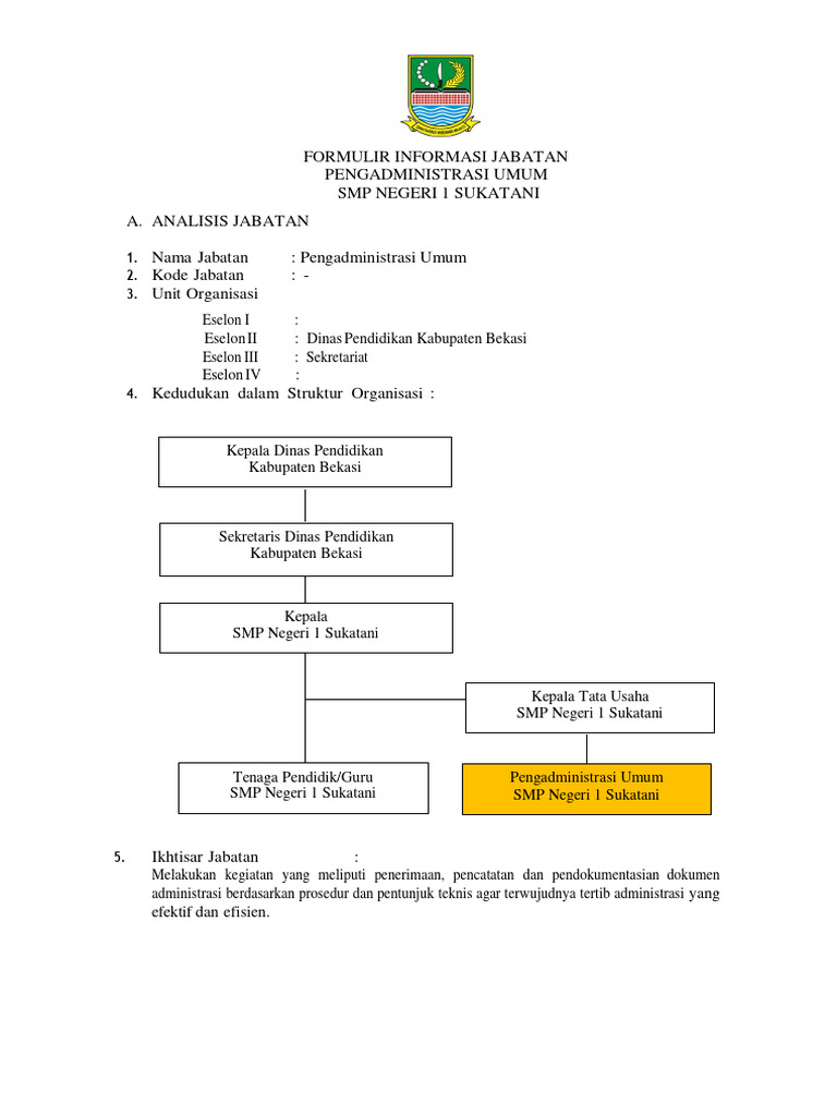 Anjab SMPN 1 Sukatani | PDF