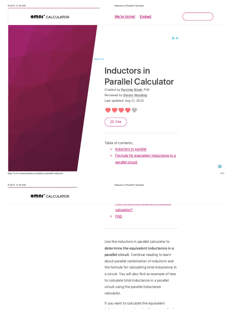 Inductors in Parallel Calculator | PDF