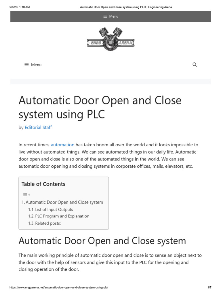 PLC-Based Automatic Door Control System | PDF