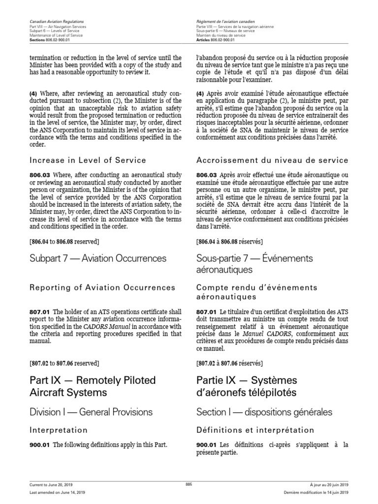 Canadian Aviation Regulations - Part IX (RPAS) | PDF