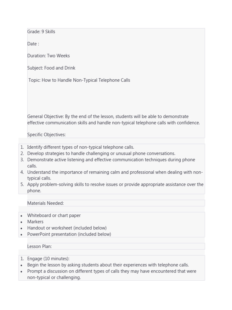 Communicate On Telephone - How To Handle Non Typical Telephone Calls | PDF