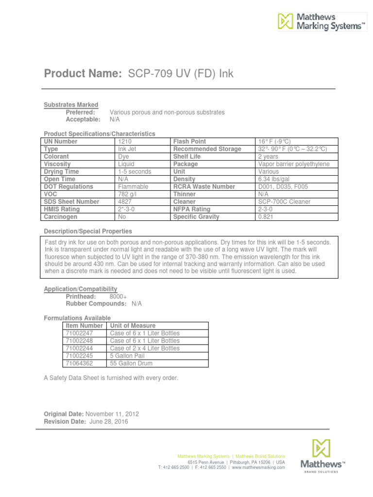 SCP-709 UV (FD) Ink TDS (2) (1) | PDF