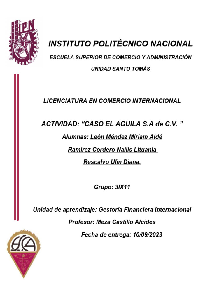 U1 - ACT7 - Caso El Aguila | PDF