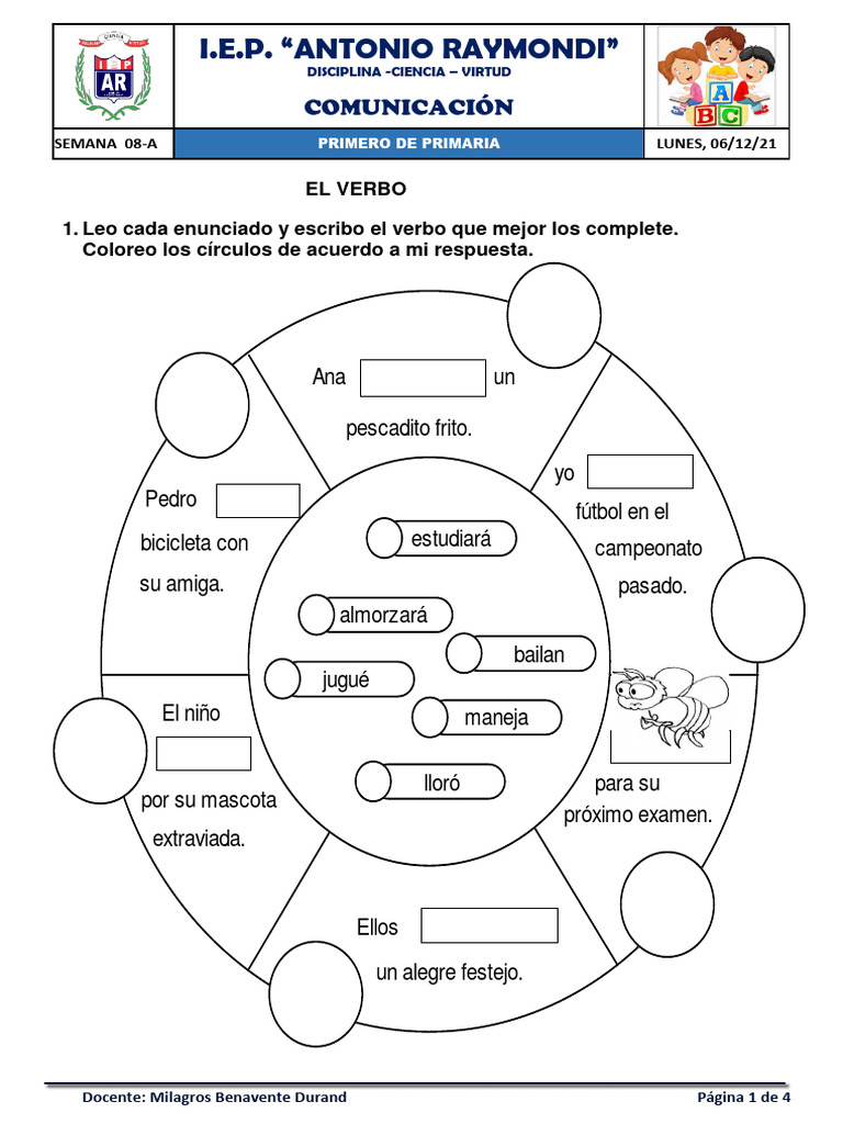 Actividades de Verbos para Primaria | PDF