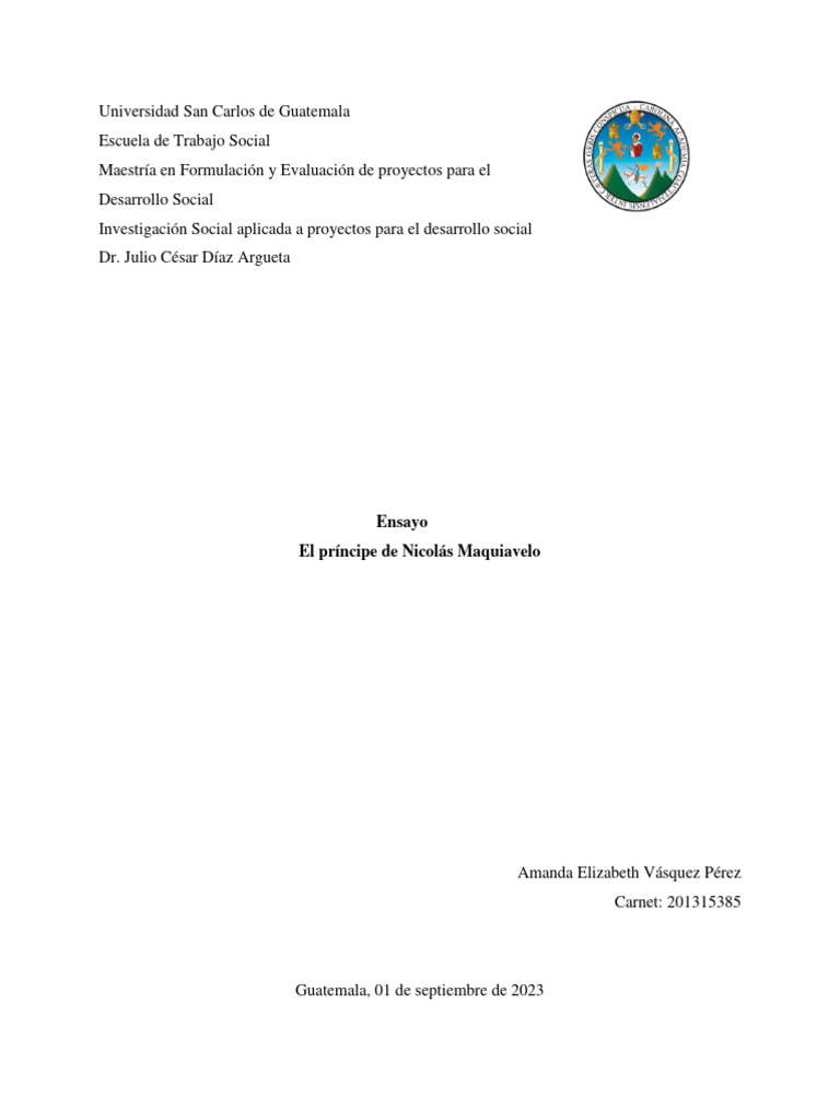Ensayo El Principe Tarea No. 3 | PDF | El príncipe