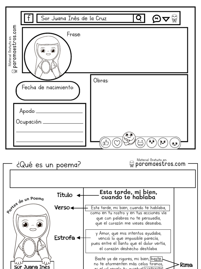 Actividades para niños: Sor Juana Inés | PDF
