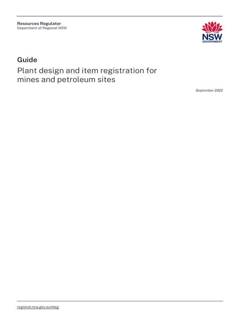 Guide Plant Design and Item Registration For Mines and Petroleum Sites ...