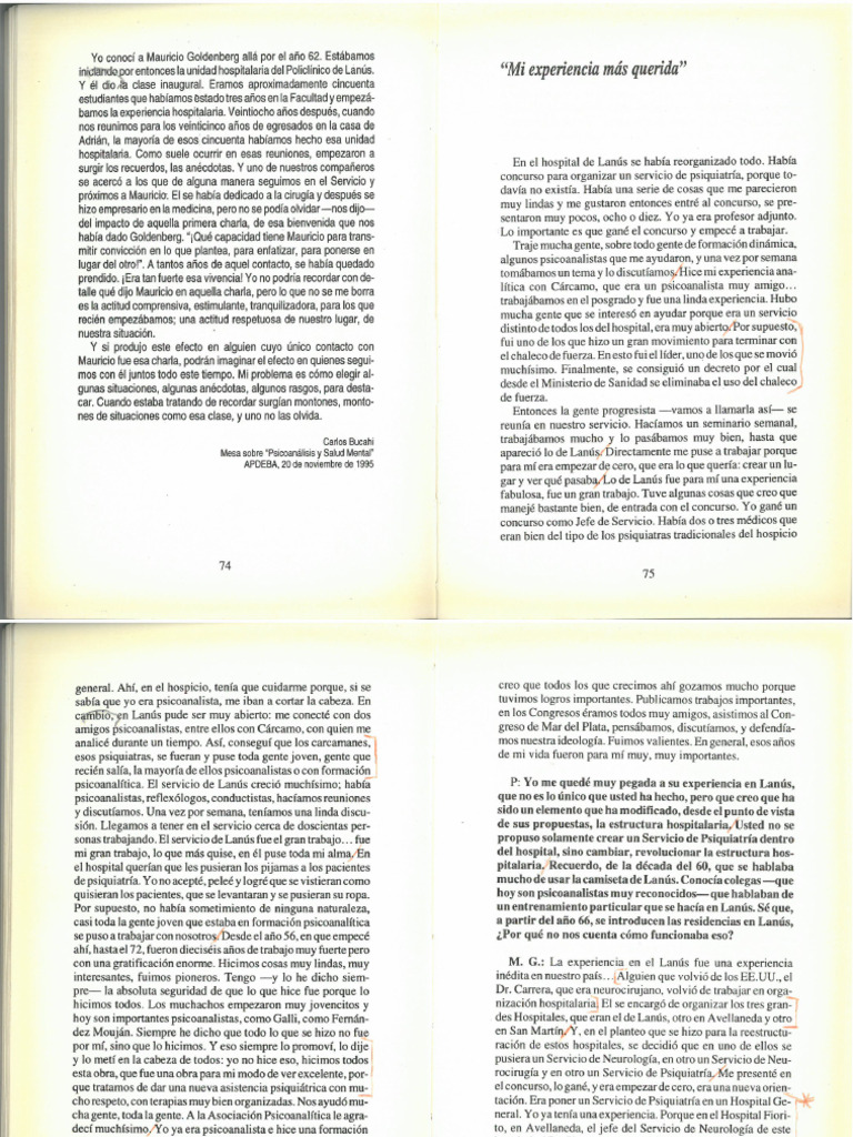 Mi Experiencia Mas Querida - Mauricio Goldenberg | PDF