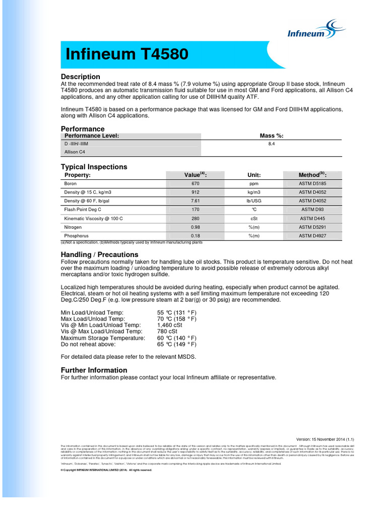 Infineum T4580 atf | PDF