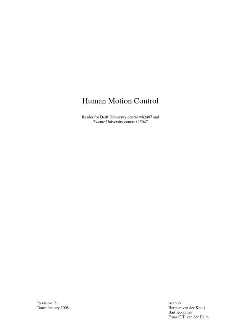 Human Motion Control | PDF | Biomechanics | Cartesian Coordinate System