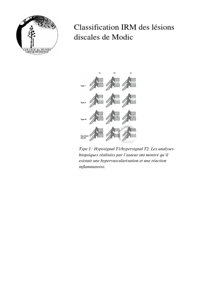 Classification Irm Des Lésions es de Modic | PDF