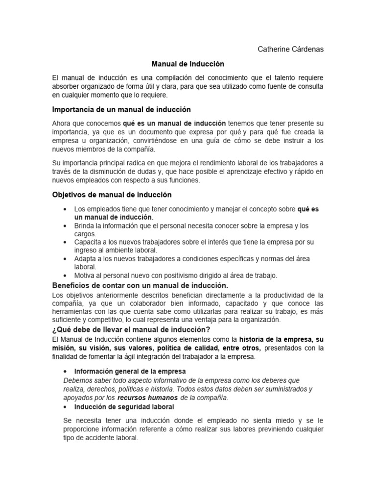 Manual de Inducción | PDF