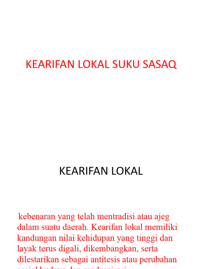 Kearifan Lokal Suku Sasak di Lombok | PDF | Teknologi & Rekayasa