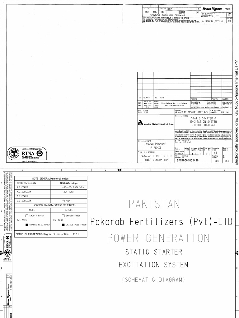 Generator Excitation Panel Elementary Diagram | PDF