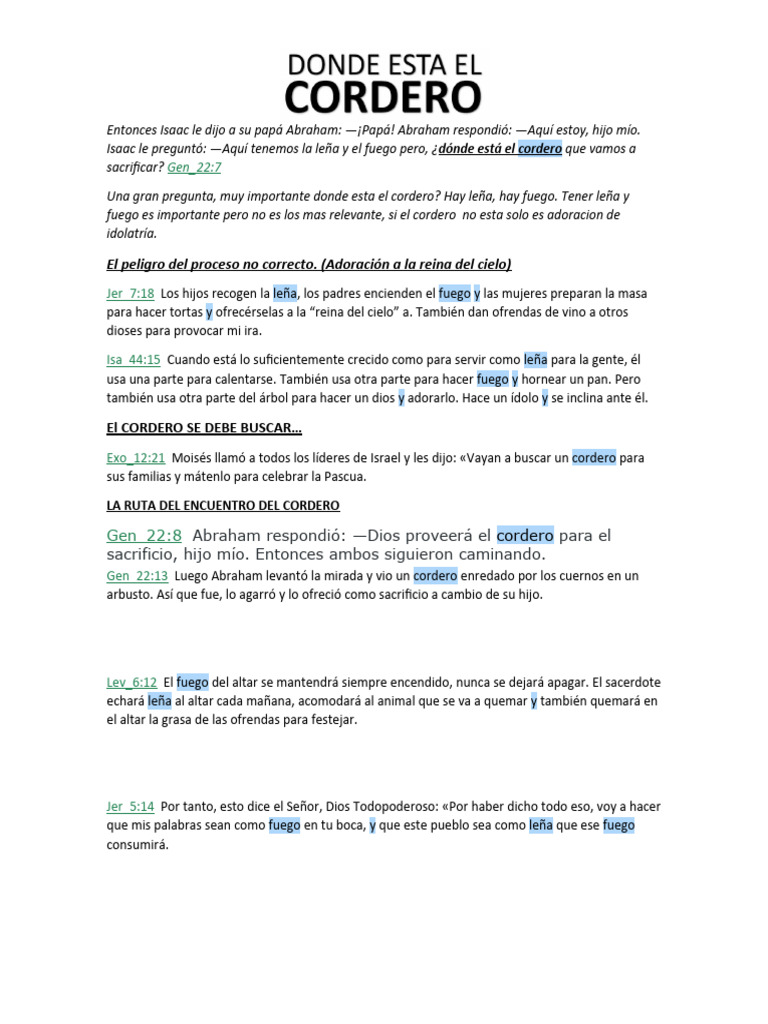 Donde Esta El Cordero | PDF | Pascua de Resurrección | Incendios