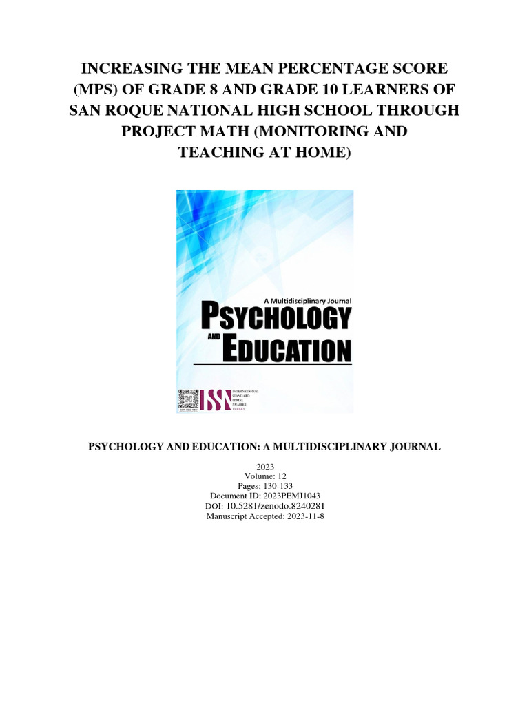 Increasing The Mean Percentage Score (MPS) of Grade 8 and Grade 10 ...