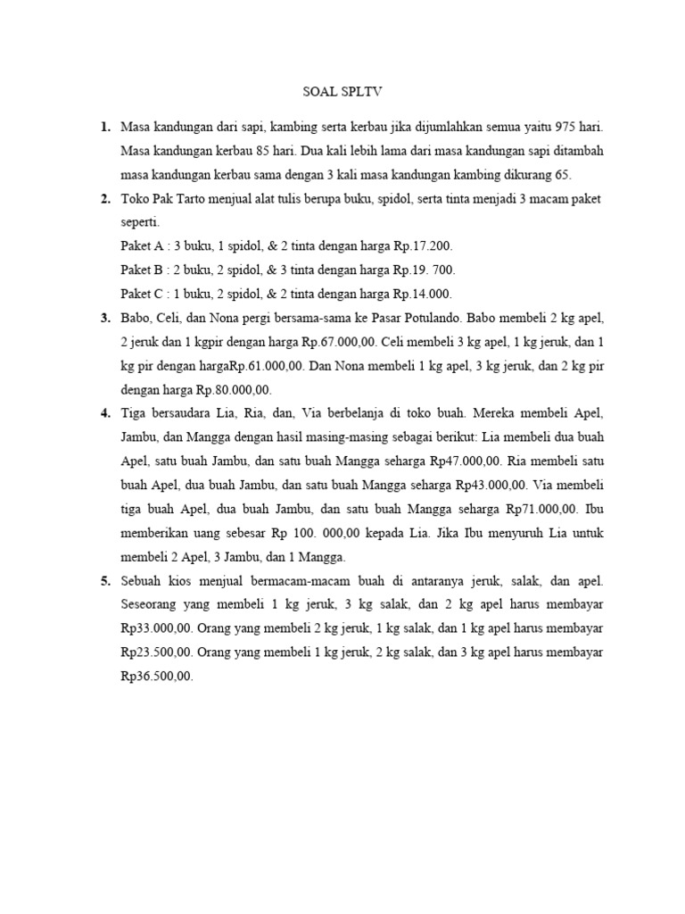 Soal SPLTV | PDF