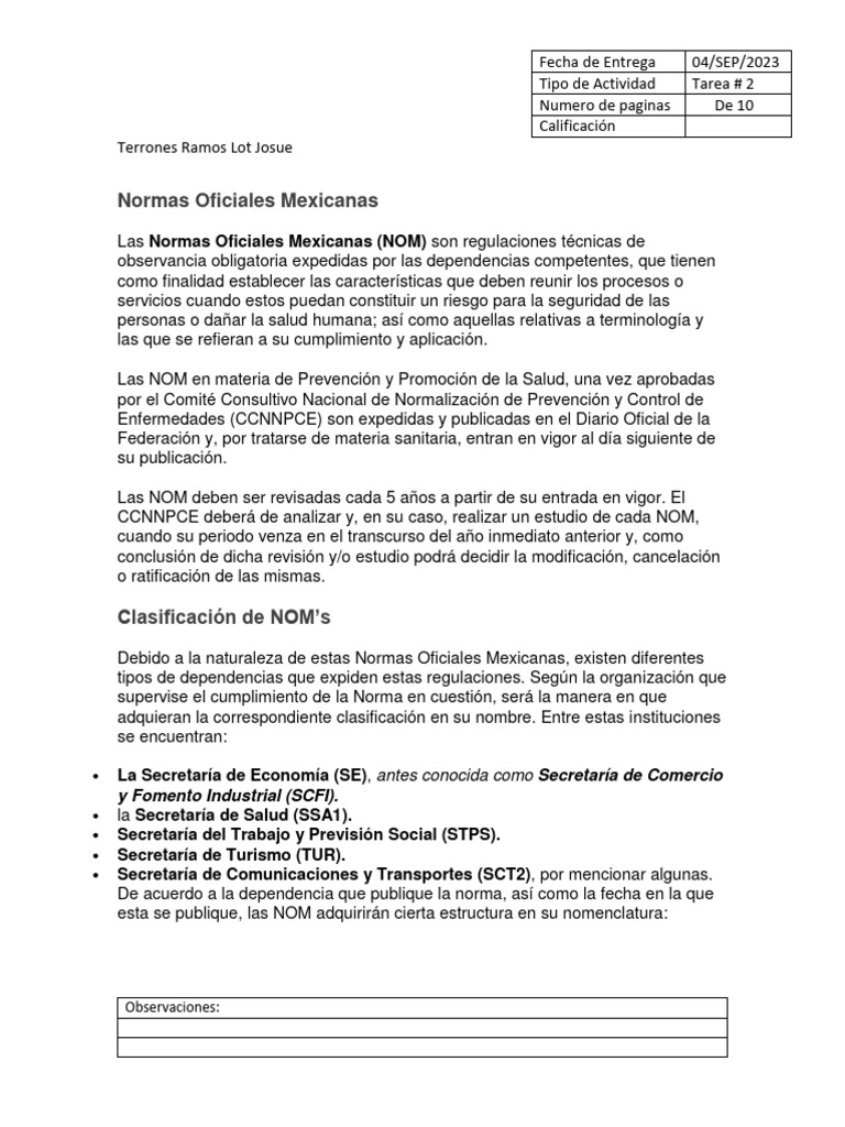 Normas Oficiales Mexicanas | PDF | Calidad (comercial) | Trabajo Social