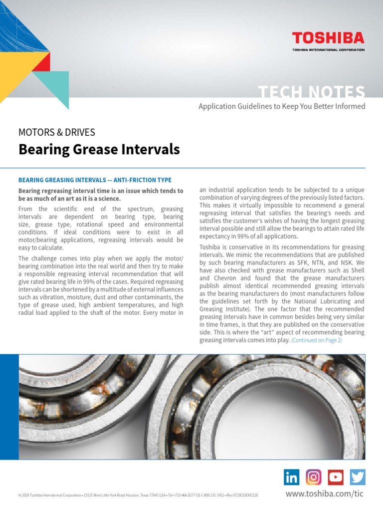 Motor TechNotes Bearing Grease Intervals | PDF