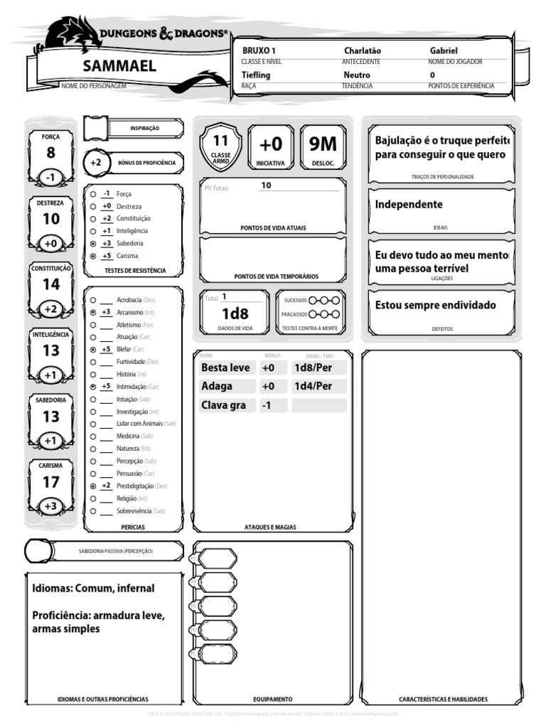 Exemplo Ficha D&D | PDF