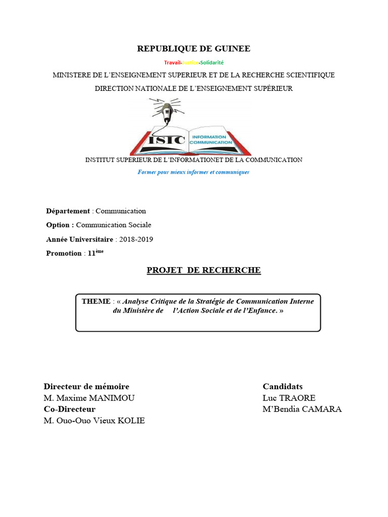 Projet de Mémoire | PDF