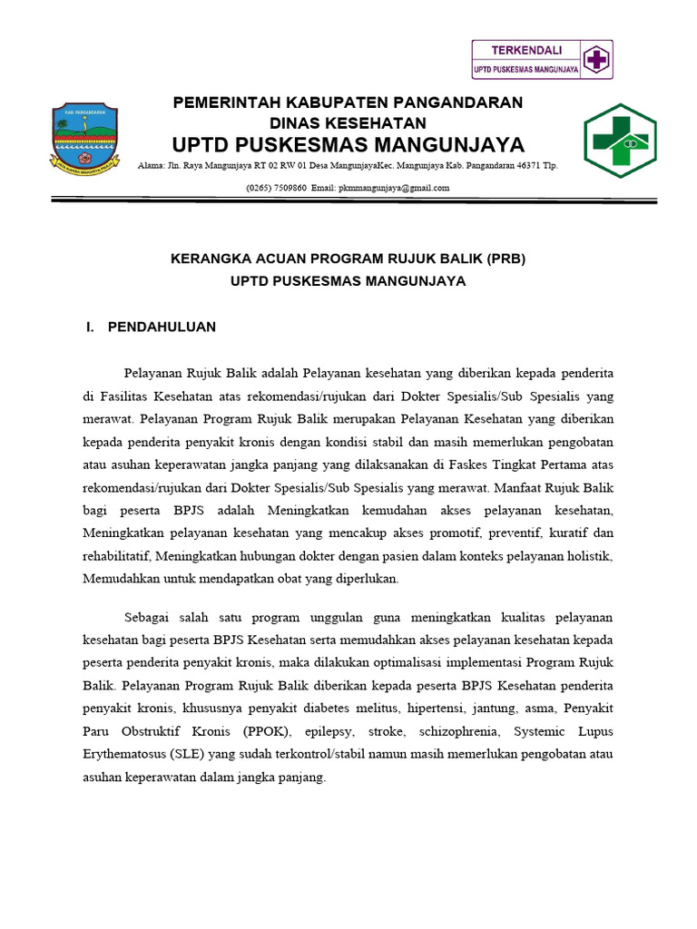 Program Rujuk Balik Puskesmas Mangunjaya | PDF