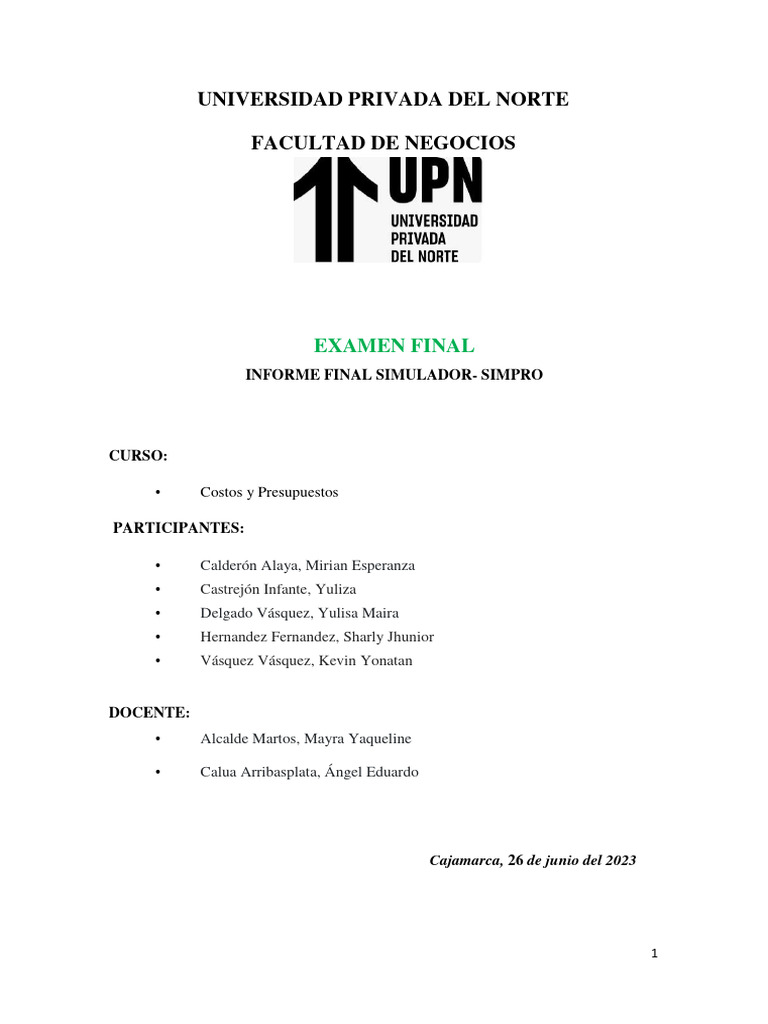Informe Final - Simulador - Simpro - Firma 1 | PDF