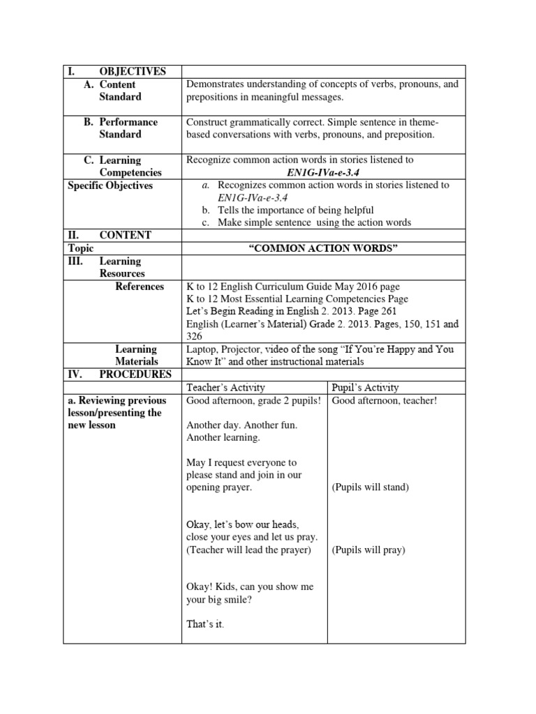 Detailed Lesson Plan in TTL | PDF | Language Arts & Discipline
