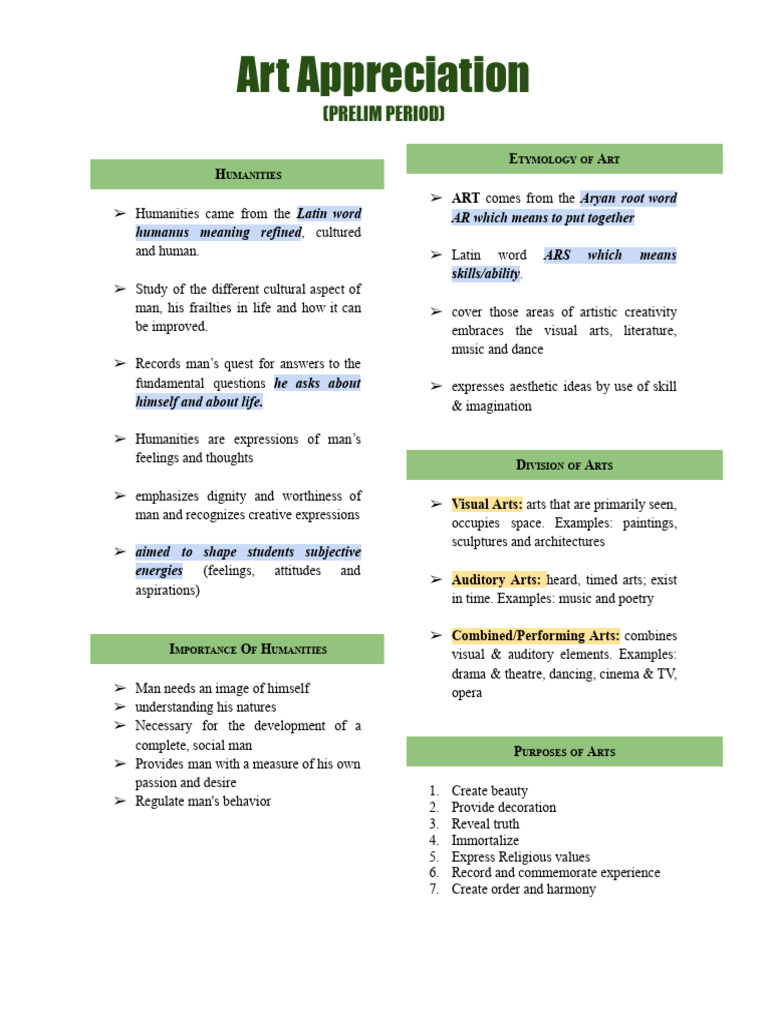 ARTA Prelim Reviewer | PDF | The Arts | Color