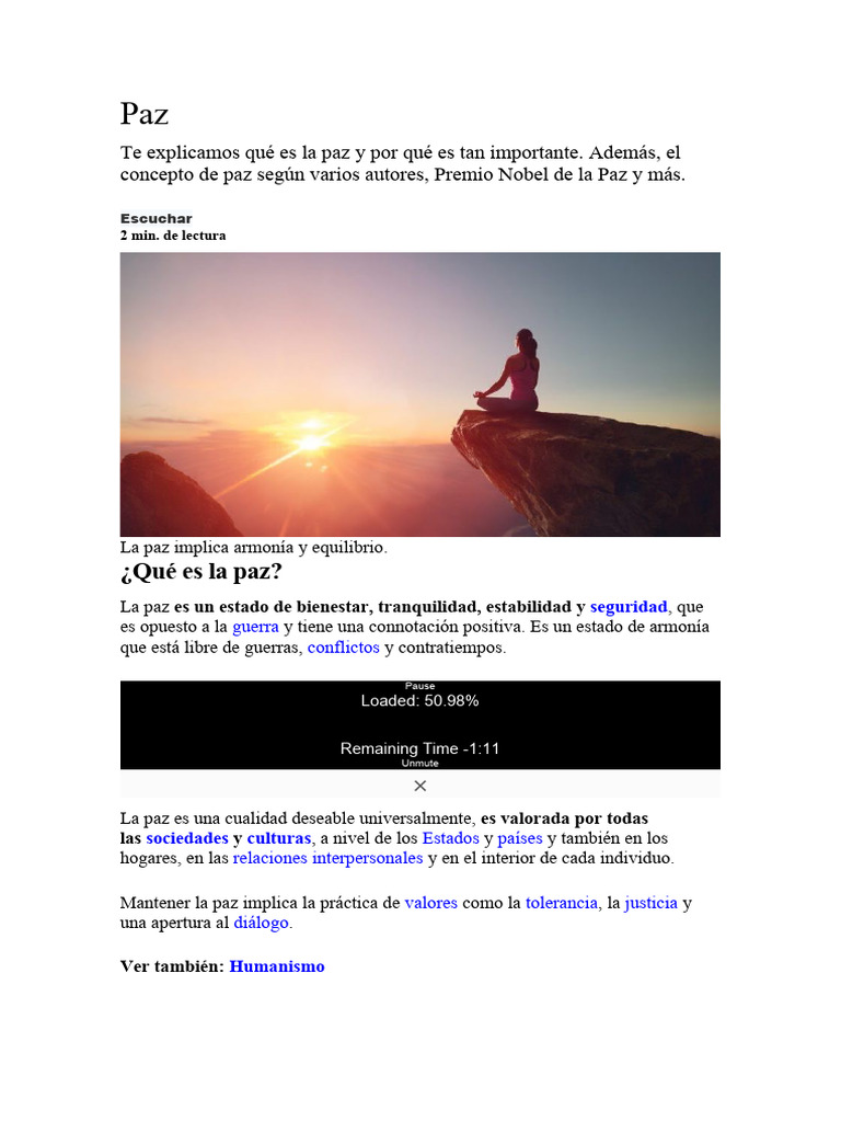 ¿Qué Es La Paz? | PDF | Paz