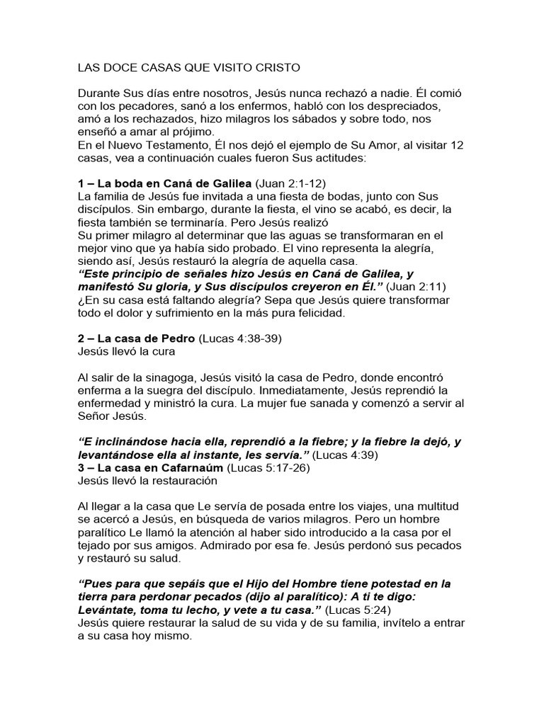 Las Doce Casas Que Visito Cristo | PDF