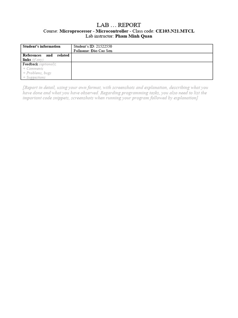 LAB Report Form | PDF