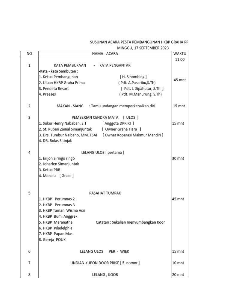 Susunan Acara-1 Yg Diel | PDF